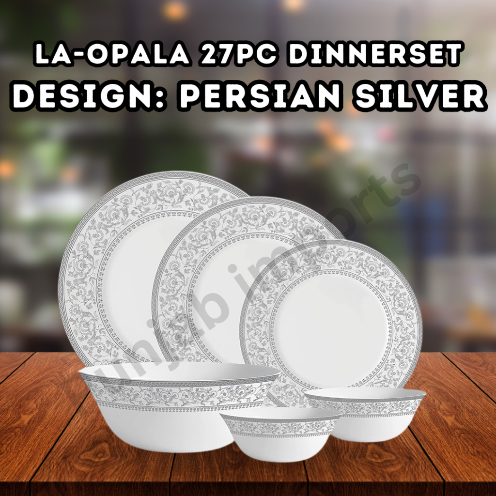 LaOpala 27Pc Dinner Set- Persian Silver - Punjab Imports